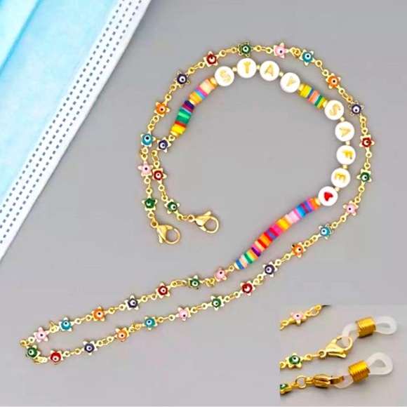 Accessories | Stay Safe Beaded Evil Eyes Glasses Face Mask Holder ...